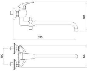 Novaservis Metalia 57 Vanová paneláková baterie 100 mm, chrom 57037,0