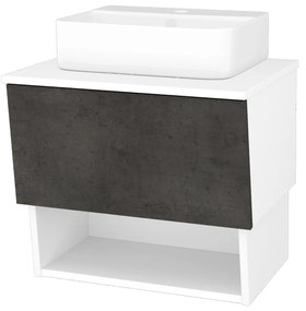 Dřevojas Koupelnová skříň INVENCE SZZO 65 (umyvadlo Joy 3) Varianta: L01 Bílá vysoký lesk / D16 Beton tmavý