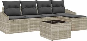 Set pohovek 6 ks Světle šedá polyratan 3346692