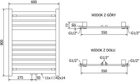 Mexen Uran, elektrické topné těleso 800x600 mm+ topná tyč 600 W, bílá, W105-0800-600-2600-20