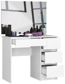 Kosmetický stolek se zrcadlem T-6 I 90x50 cm bílý pravý