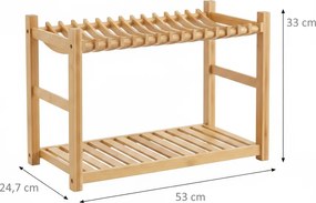 5Five® Dvoupatrový odkapávač BAMBOO, stojan na nádobí, 14 talířů,