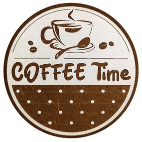 AMADEA Dřevěný podtácek kulatý Káva text "Coffee Time", průměr 10,5 cm, český výrobek