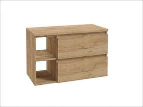 kielle Nefia - Skříňka včetně desky pod umyvadlo 90x54x45 cm, pravá varianta, zlatý dub 50027S91R1