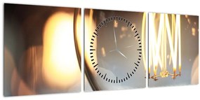 Obraz svítící žárovky (s hodinami) (90x30 cm)
