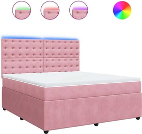 Box spring postel s matrací růžová 180x200 cm samet 3294723
