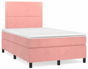 Box spring postel s matrací a LED růžová 120 x 190 cm samet,  3270310