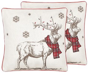 Sada 2 dekorativních polštářů s vánočním motivem 45 x 45 cm červené/bílé SVEN Beliani