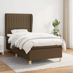 vidaXL Box spring postel s matrací 100 x 200 cm textil [3128666] Barva: tmavě hnědá