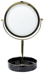 Kosmetické LED zrcadlo ø 26 cm zlaté/černé SAVOIE Beliani