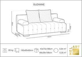 MELART Trojmístná rozkládací pohovka s úložným prostorem Suzanne