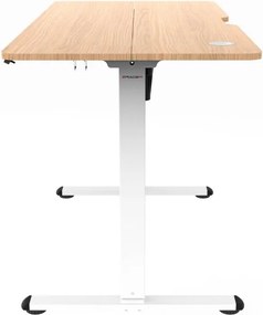 Elektricky výškově nastavitelný stůl ELEVIS — 120x60 cm, kov, melamin, bílá / dub
