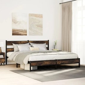 Kovový rám postele bez matrace kouřový dub 193 x 203 cm 3308488