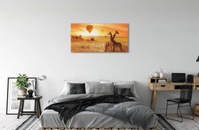 Obrazy na plátně Balóny nebe žirafa 100x50 cm