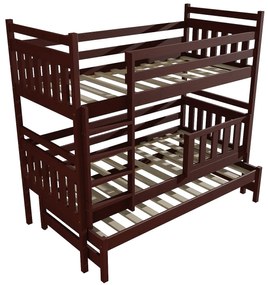 Vomaks Patrová postel s výsuvnou přistýlkou PPV 004 se zábranou Rozměr: 90 x 200 cm, Barva: bezbarvý lak, Prostor mezi lůžky: 80 cm