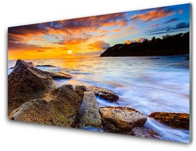 Obraz na skle Kameny Moře Krajina 120x60 cm