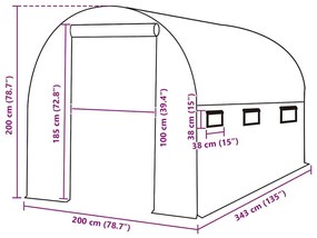 vidaXL Marketos Náhradní plachta na skleník (6,86 m²) 200 x 343 x 200 cm zelená