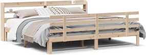 Rám postele s čelem 200 x 200 cm masivní borové dřevo 3306861