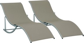 Outsunny 2dílná sada slunečních lehátek, zahradní lehátka, ergonomické textilní lehátko, hliníkové lehátko, světlá šedá 165 x 61 x 63 cm | Aosom