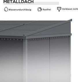 Pergola Outsunny, 3,65 x 2,55 m, Pavilon, Kryt terasy s posuvnou střechou, Zahradní pergola s závěsy, pro zahradu, dvůr, Hliník + kov, Tmavě šedá