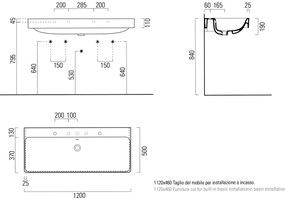 Sapho SAND keramické umyvadlo 120x50 cm, 2 OTVORY, ExtraGlaze, 9024211
