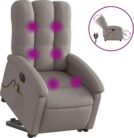 Elektrické zvedací masážní polohovací křeslo taupe textil 3204136