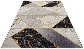 Hanse Home, Kusový koberec Flair 105610 Noble Black Grey Gold – na ven i na doma, 80x165, šedá, chodba / předsíň