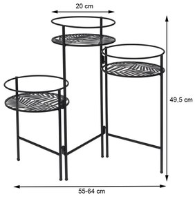 STOJAN NA KVĚTINÁČ TRIPLE 49,5X64X20 CM ČERNÁ