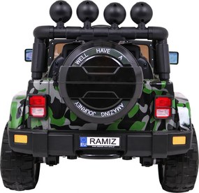 Ramiz Dětské terénní auto Full Time 4WD maskáčové na dálkové ovládání + pohon 4x4 + LED audio + úložný prostor