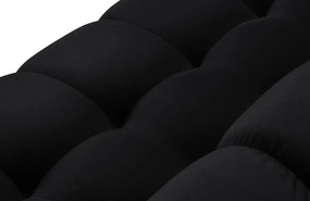 Černá sametová rohová pohovka MICADONI MAMAIA 293 cm, pravá