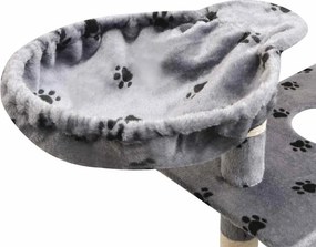 Škrabadlo pro kočky, sisalové sloupky 150 cm šedá potisk tlapek 170486