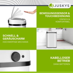 Juskys Obdélníkový bezdotykový odpadkový koš Barva: stříbrná, Velikost: 50 L