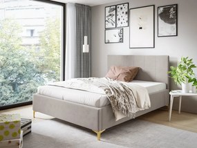 Eka Čalouněná postel SMART+ 180x200 cm Barva látky Trinity: Krémově bíla (Trinity 2301), Úložný prostor: S dřevěným rámem úložného prostoru, Barva nožek postele: Černá