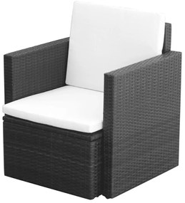 Zahradní židle s poduškami a polštáři polyratan černá - Default Title