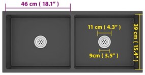 vidaXL Marketos Ručně vyrobený kuchyňský dřez černý nerezová ocel