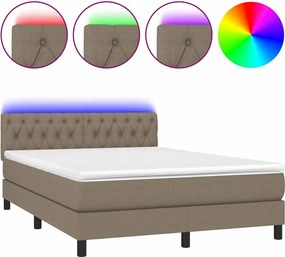 Box spring postel s matrací a LED taupe 140x200 cm textil 3133401