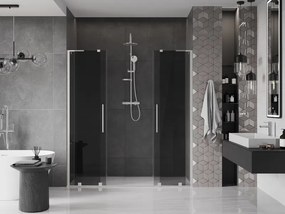 Mexen Velar L Duo, posuvné sprchové dveře do otvoru 200 cm, 8mm šedé sklo, broušená ocel, 871-200-003-42-97