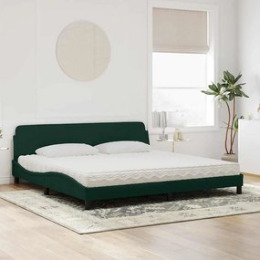 Postel s matrací Dover tmavě zelená 200 x 200 cm samet 3208474