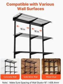 3patrový vysoce odolný nástěnný regál do garáže, 275 × 914 mm VEVOR