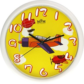 MPM Roztomilé dětské nástěnné hodiny s ciferníkem letadlo MPM E01.3088.0010