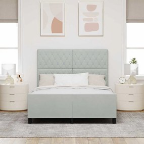 Postel s boxspringem s čelo Světle šedá 140 x 190 cm samet 3344873