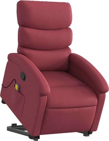 Zvedací masážní polohovací křeslo vínové textil 3203993
