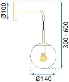 Toolight Moderní nástěnná lampa zlatá APP685-1W