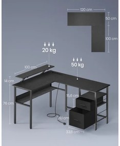 Psací stůl s podsvícením SOLEA-X hnědá/černá
