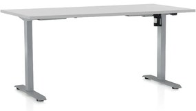 Výškově nastavitelný stůl OfficeTech A, 160 x 80 cm, šedá podnož, světle šedá