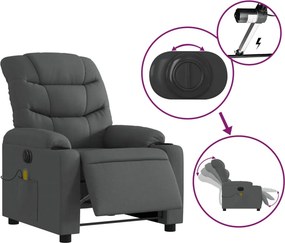 Elektrické masážní polohovací křeslo tmavě šedé textil 3206637
