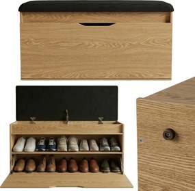Botník s sedákem a úložným prostorem TORI, 100 x 50 x 35 cm, hnědá