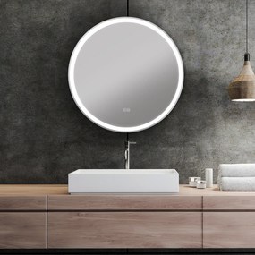 Smartzrcadla Koupelnové zrcadlo kulaté S-4648 s LED podsvícením Ø 75 cm (stříbrný rám)