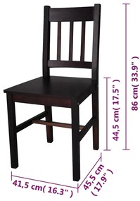vidaXL Jídelní židle 6 ks hnědé borové dřevo