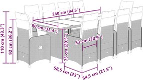 11dílný zahradní bistro set s poduškami šedý polyratan 3277296
